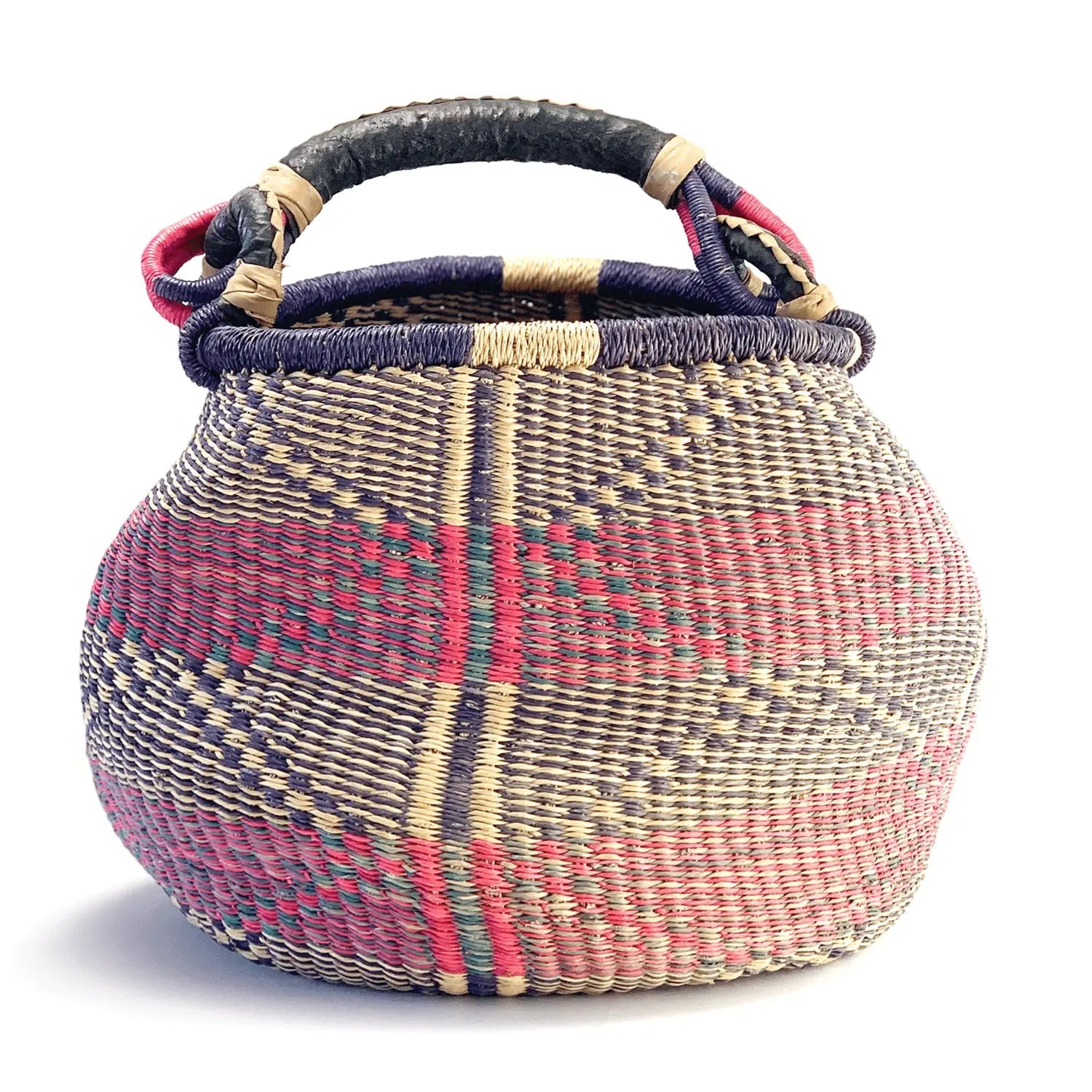 Colorful Woven Shopping Baskets | Pink and Purple Natural Bolga Basket ...