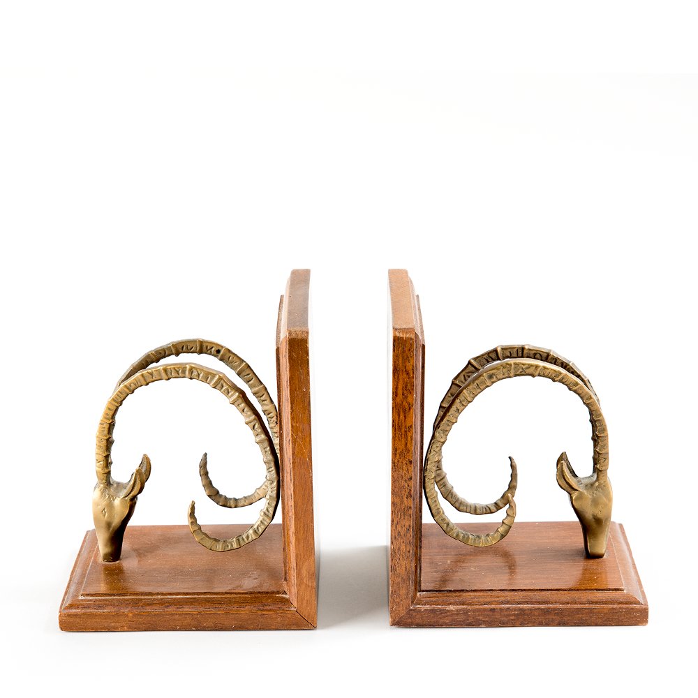 Vintage Ibex Book Ends | Mid Century Home Decor | Brass Ram Bookend ...